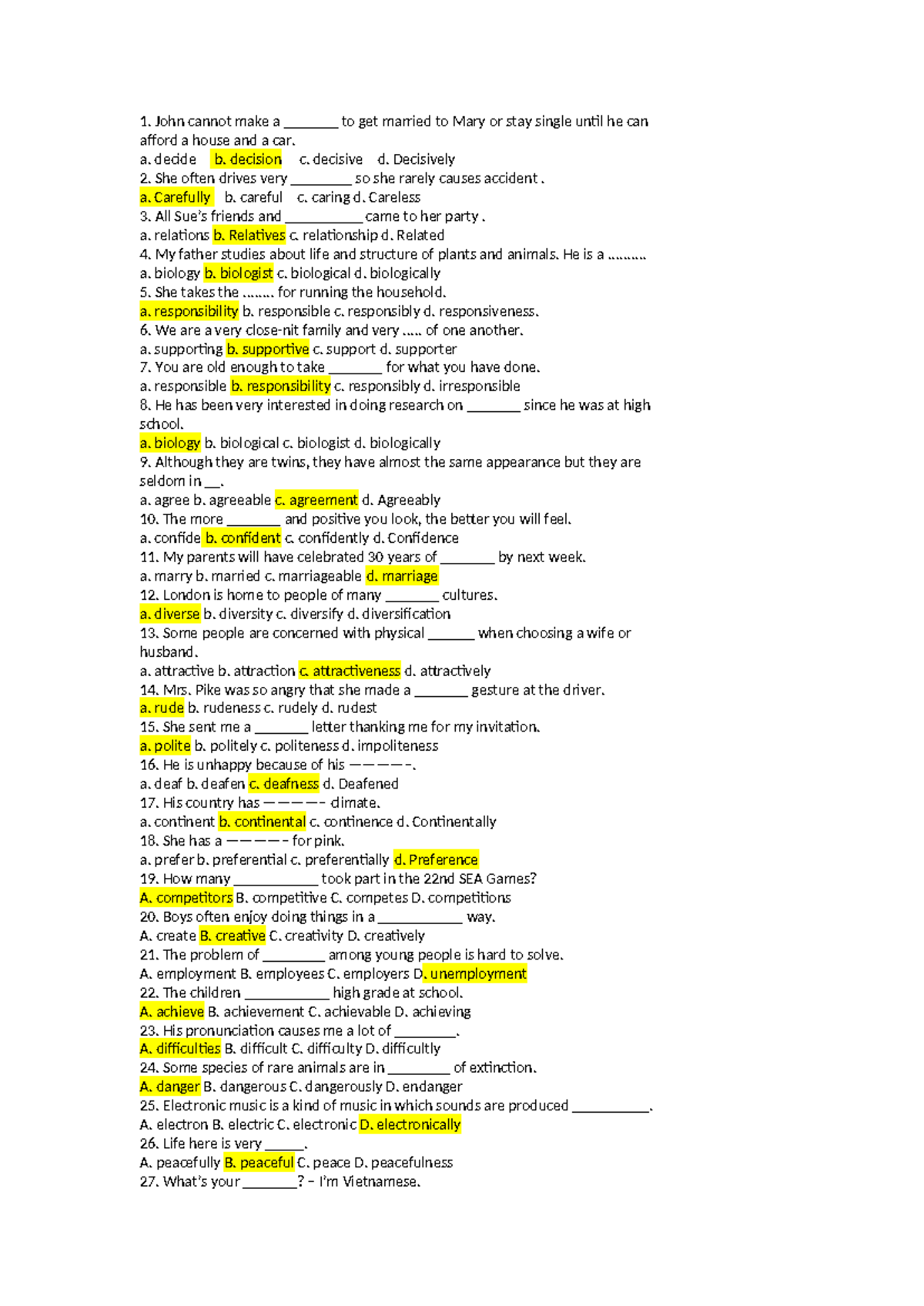 English Vocabulary Quiz 1 - 7636: Fill in the Blanks Exercise - Studocu