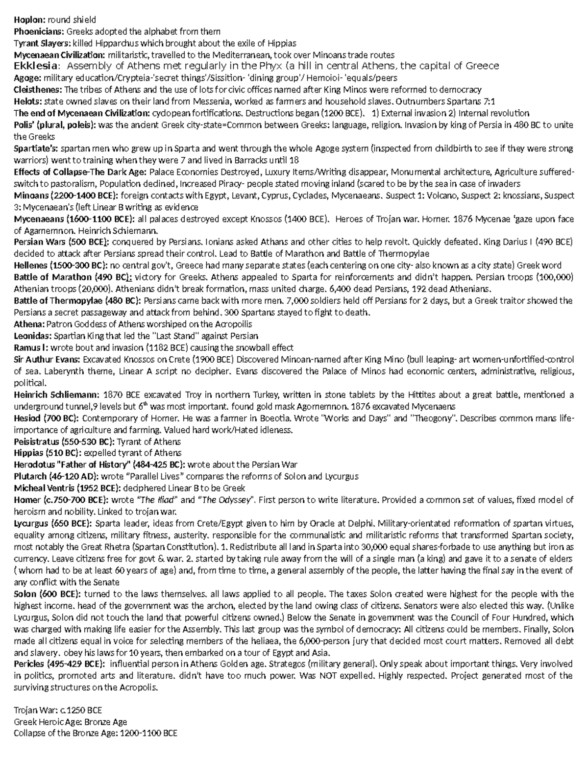 CLAS 1P91 Midterm Study Guide: Ancient Greece & Key Figures - Studocu