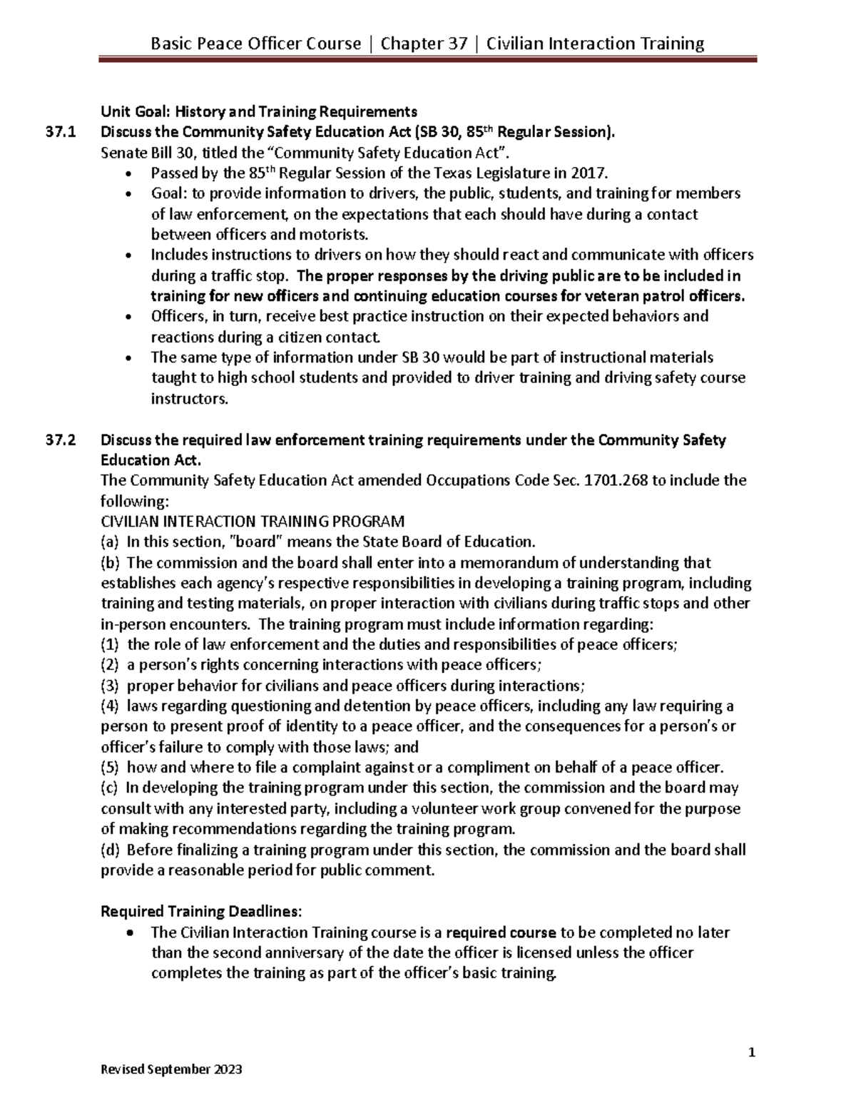 Basic Peace Officer Course: Chapter 37 - Civilian Interaction Training ...