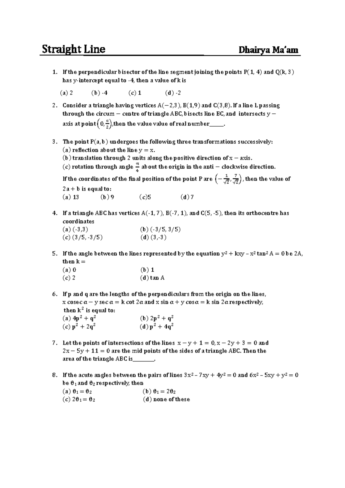 Straight Line 42: Solutions and Explanations for Key Problems - Studocu