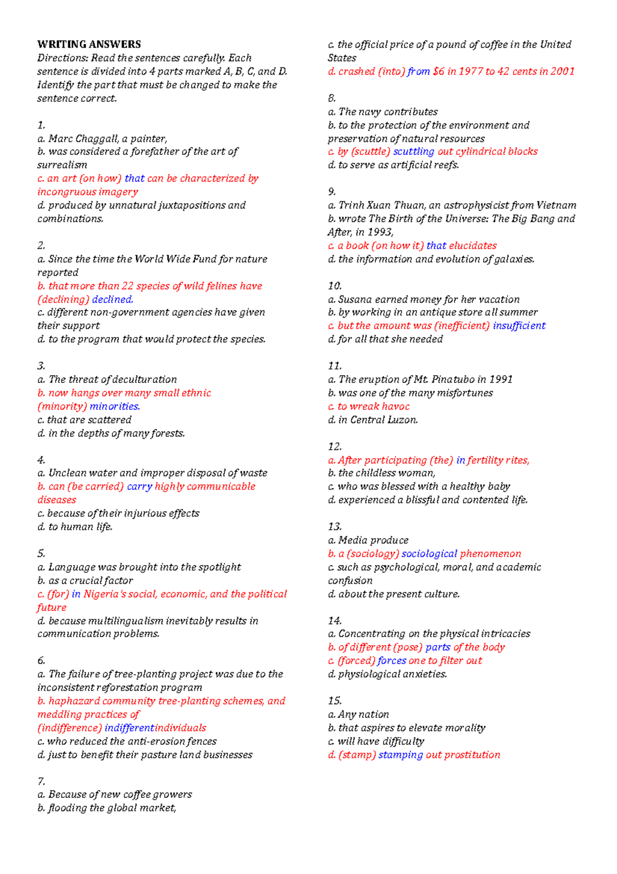 English Proficiency Test Reviewer (Writing) Part 2 - WRITING ANSWERS ...