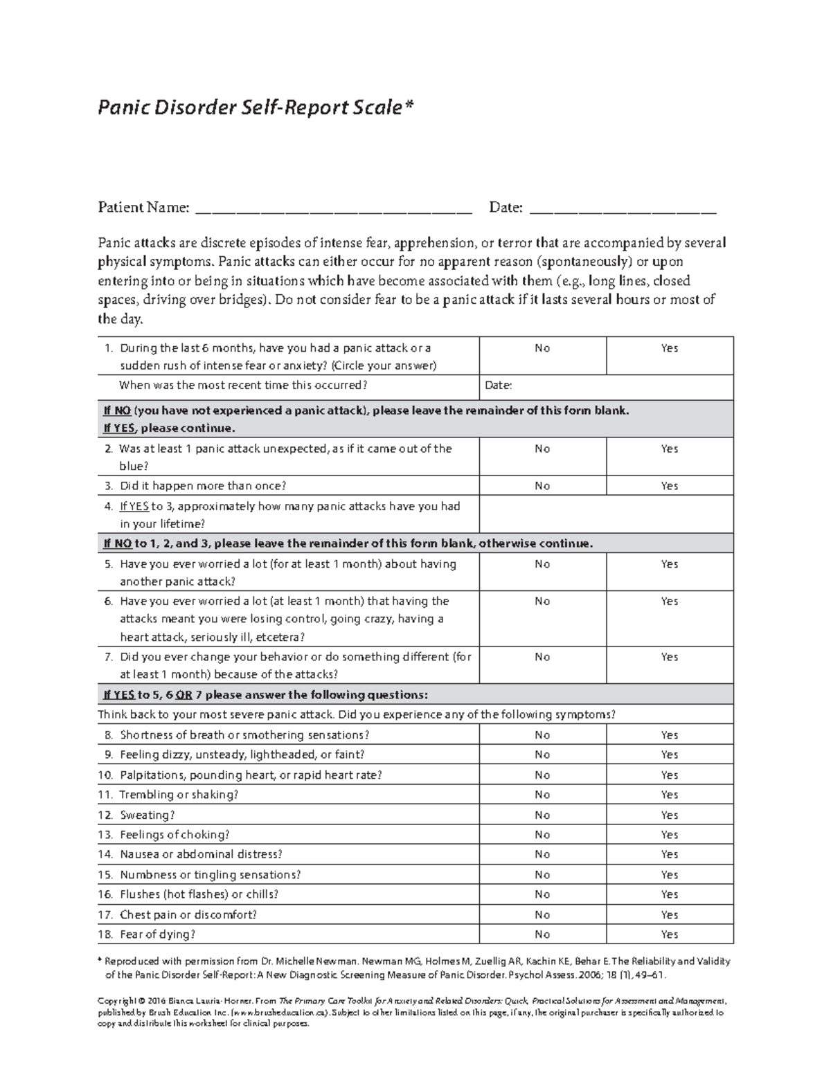 Panic Disorder Self-Report Scale: Assessment Tool for Patients - Studocu
