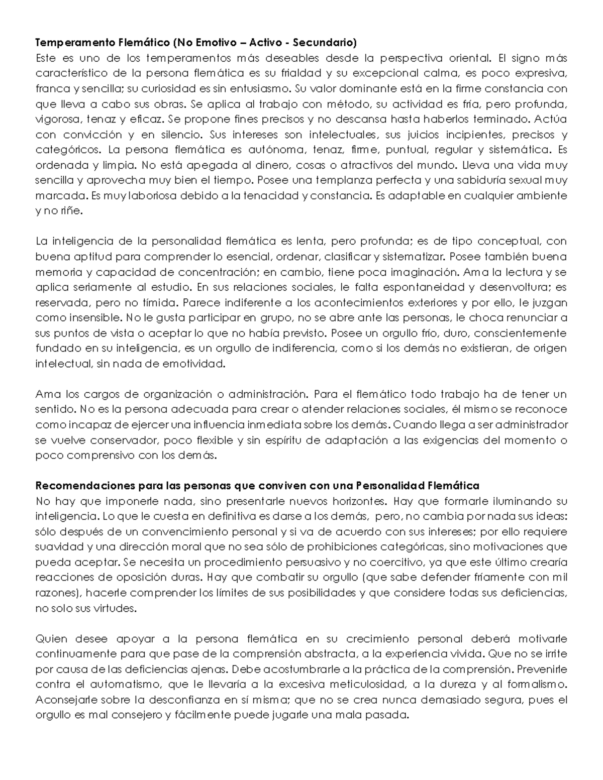 Temperamento Flemático - El signo más característico de la persona ...