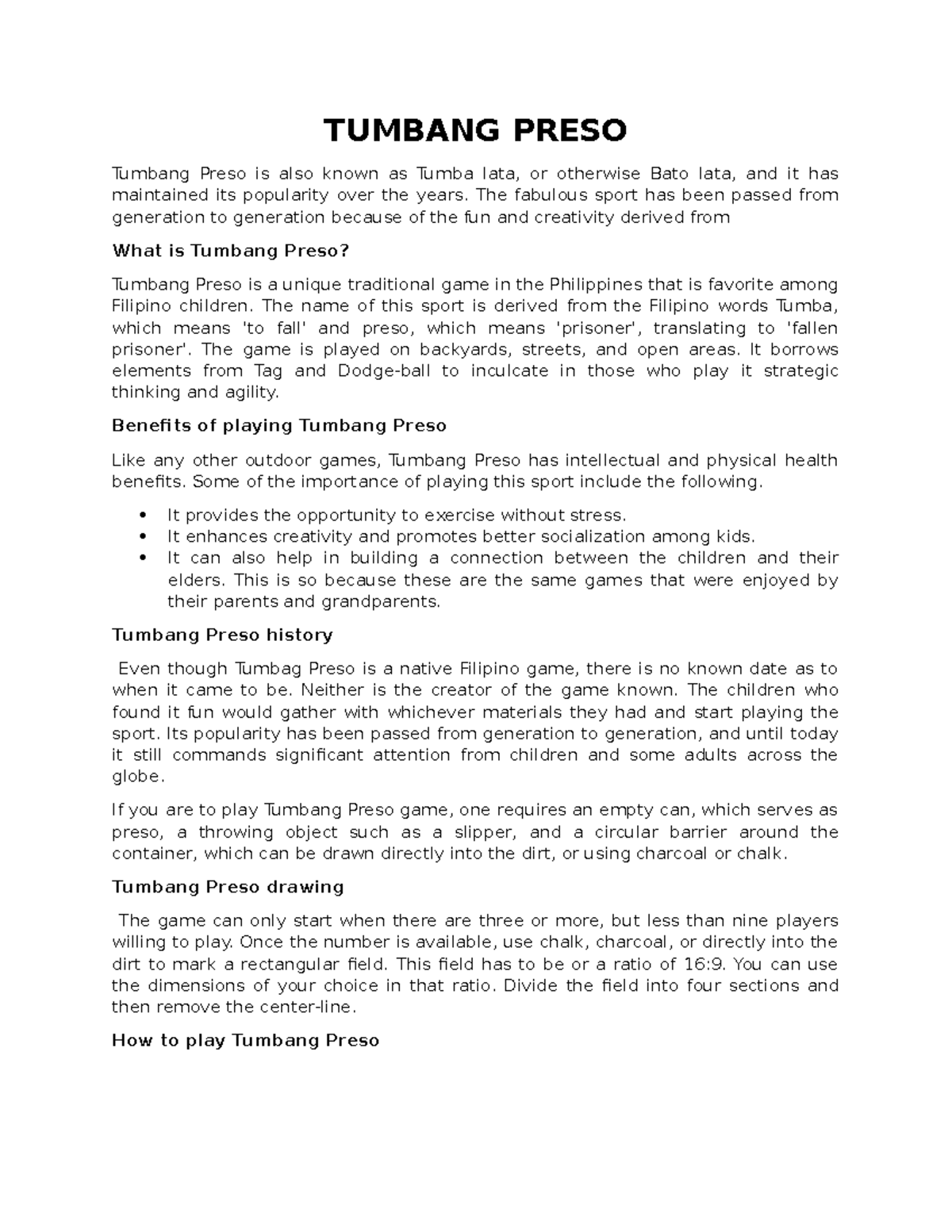 Tumbang Preso - htrhrhtrbd - TUMBANG PRESO Tumbang Preso is also known ...