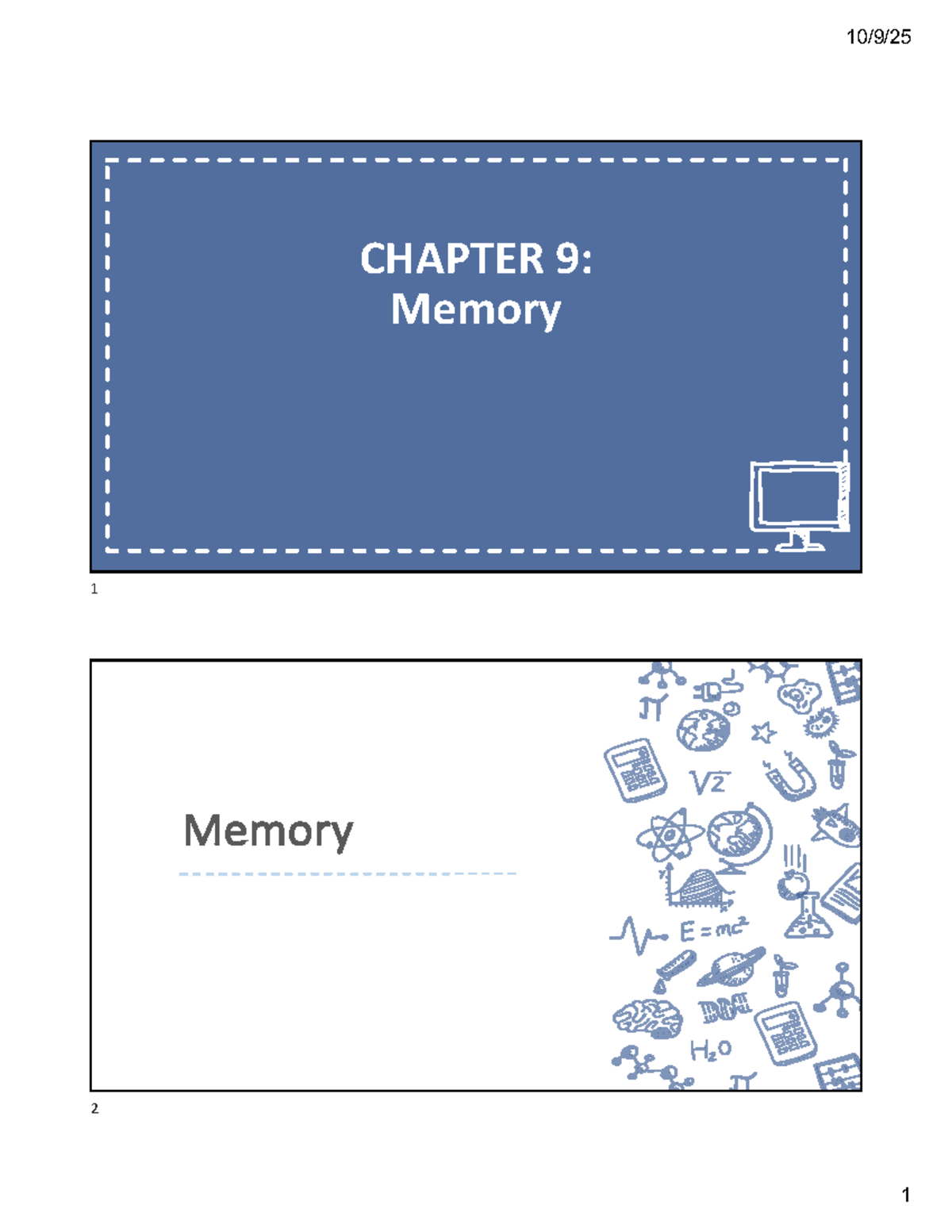 CHAPTER 9: Memory and Encoding Strategies (PSY101) - Studocu