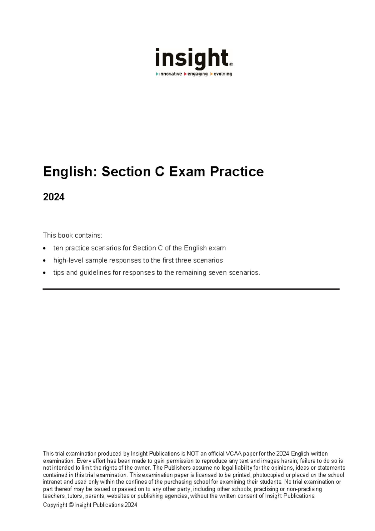 VCE English: Section C Exam Practice Guide 2024 - Studocu