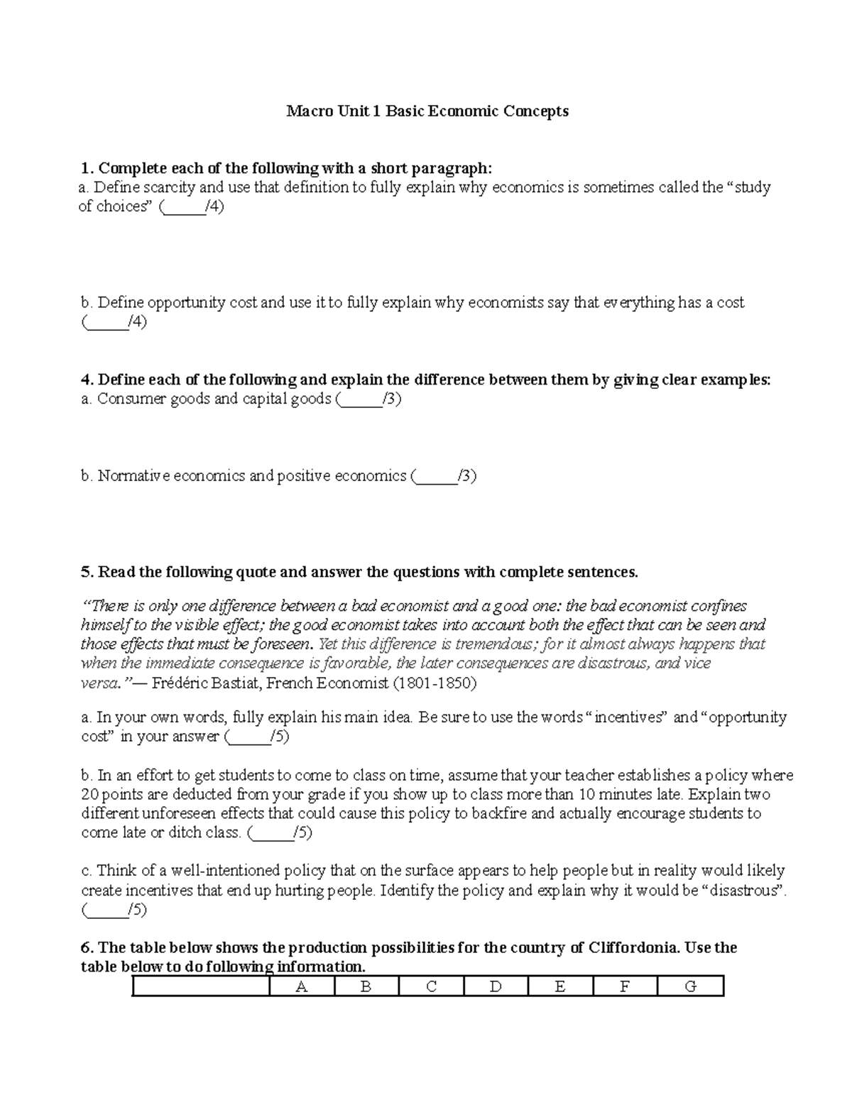 Macro Unit 1 Review: Key Economic Concepts & Applications - Studocu