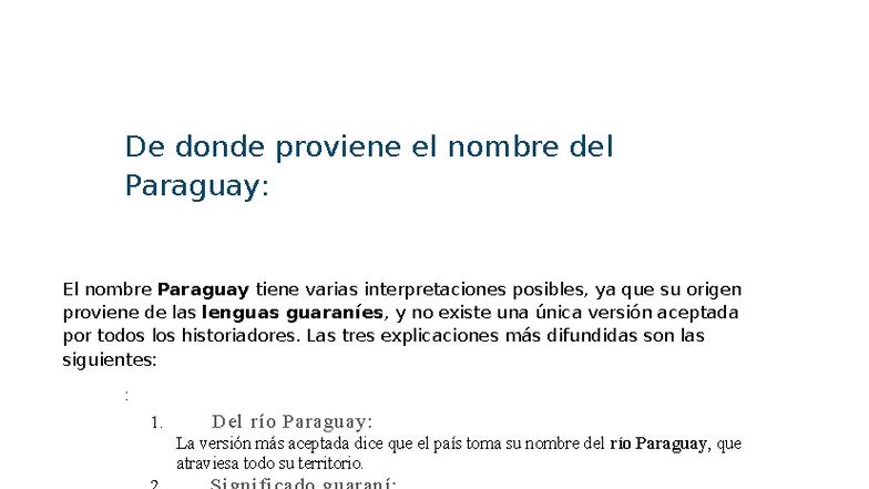 Origen del Nombre Paraguay: Interpretaciones y Datos Clave - BOB 80-1 ...