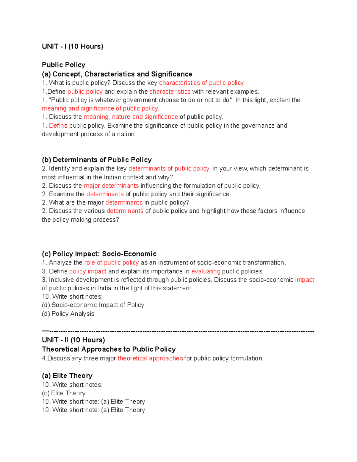 Public Policy GE PYQ: Key Concepts, Determinants & Theoretical ...