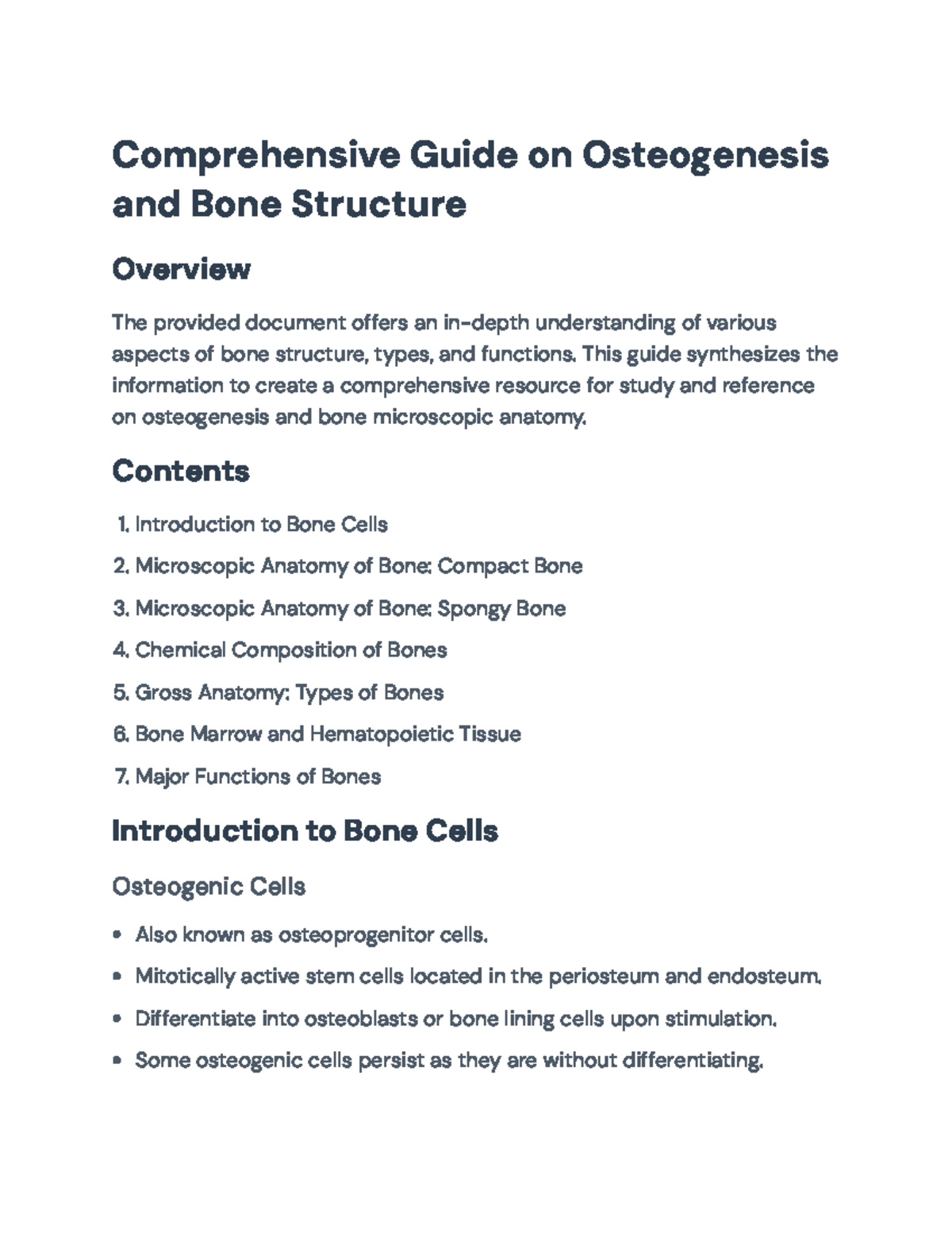 Comprehensive Guide to Osteogenesis and Bone Structure - BIO 101 ...
