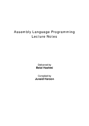 Computer Architecture and Assembly Language Programming CS401 Handouts - Assembly Language - Studocu
