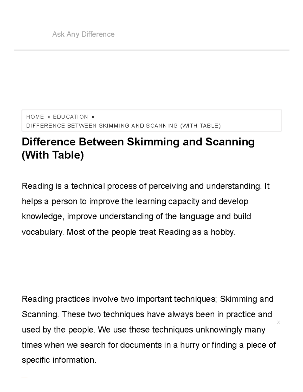 Reading Comprehension Overview Of Skimming And Scanning 850x1202