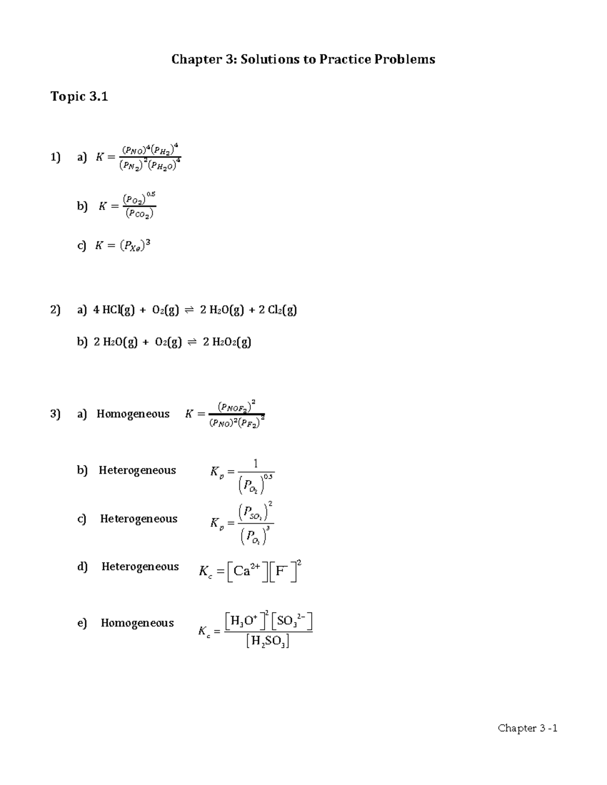 Chapter 3 Problem Solutions for Chemistry (Course Code: CHEM101) - Studocu