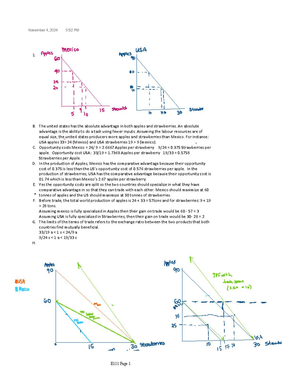 Econ 111: Comparative Advantage and Opportunity Costs Notes - Studocu