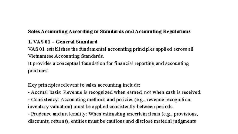 Sales Accounting Standards Overview: VAS & IAS Insights - Studocu