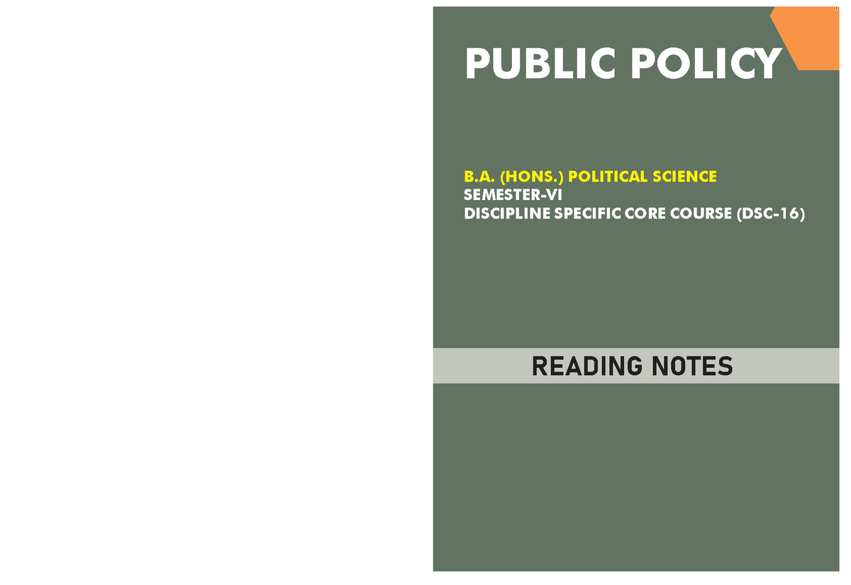 Public Policy Reading Notes for B.A. (Hons.) Political Science ...