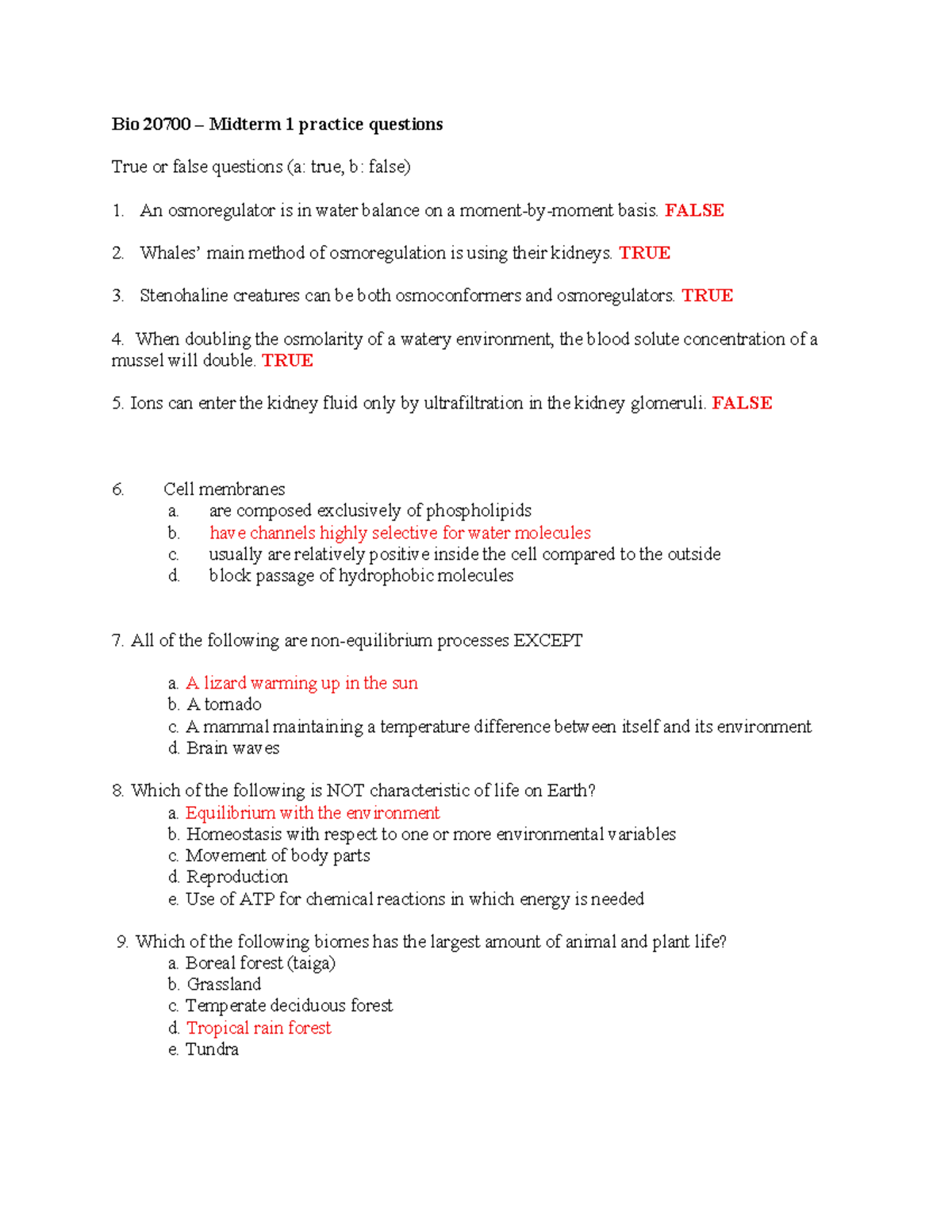 Bio 20700 Midterm 1 Practice Questions with Answers Sp26 - Studocu
