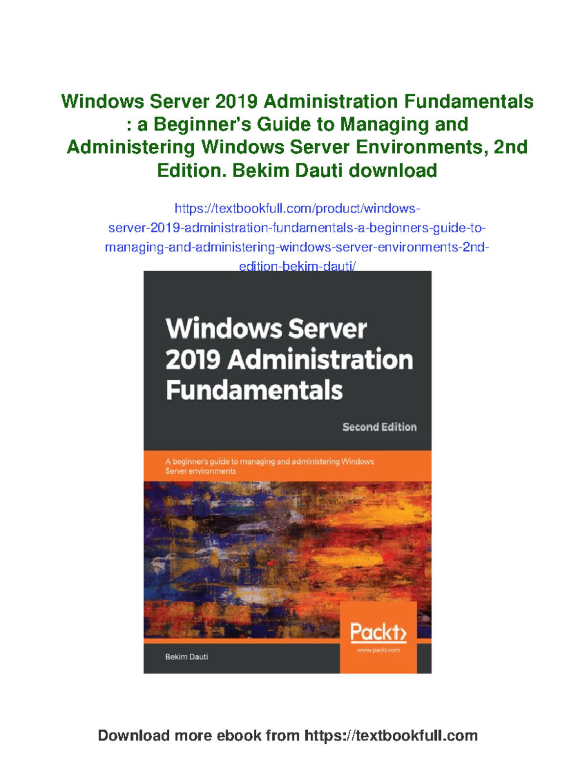 Windows Server 2019 Admin Fundamentals: Managing Server Environments ...