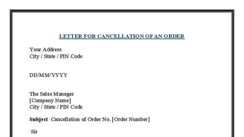 Cancellation Letter for Order No. 1435899 - Wisdom Academy - Studocu