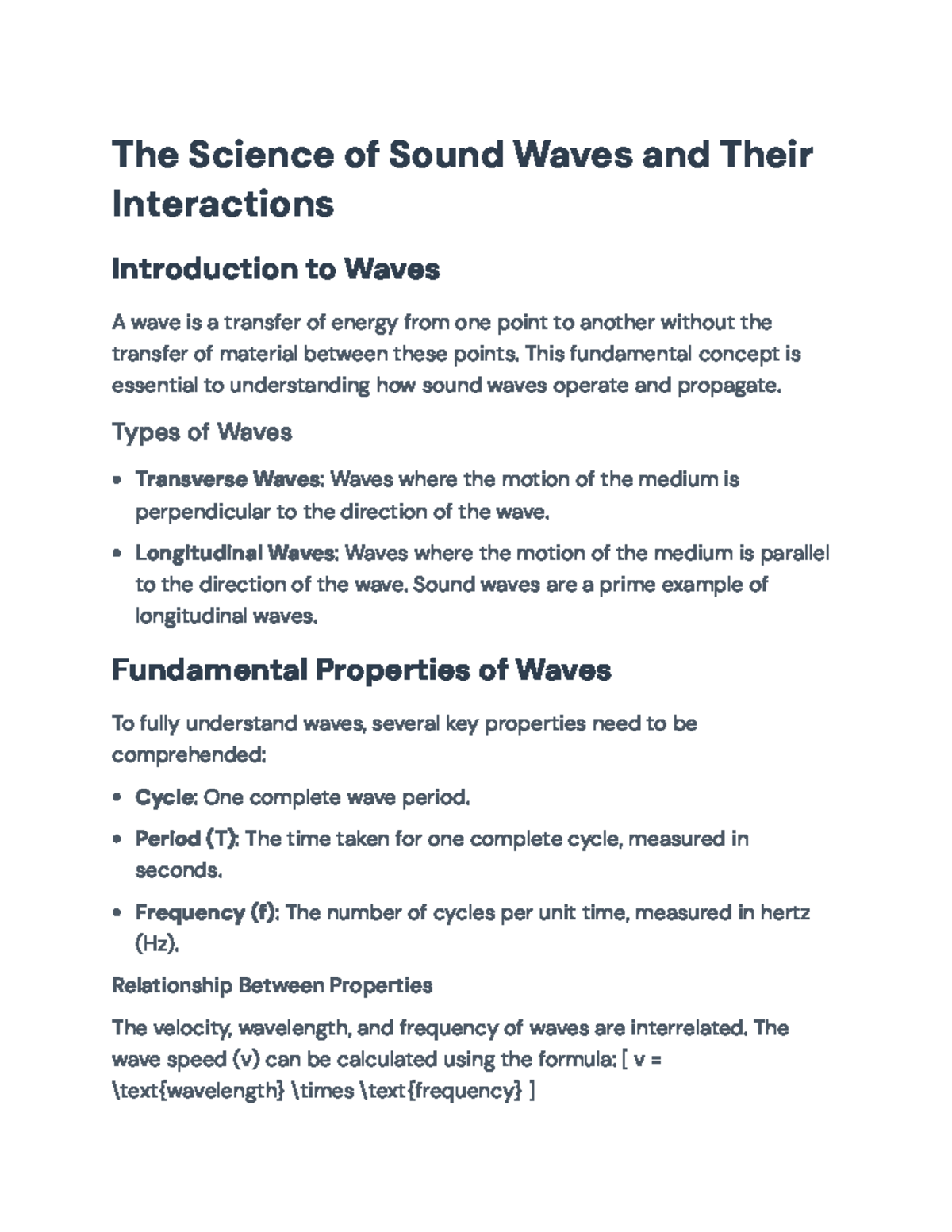 Understanding Sound Waves: Properties, Interactions, and Applications ...