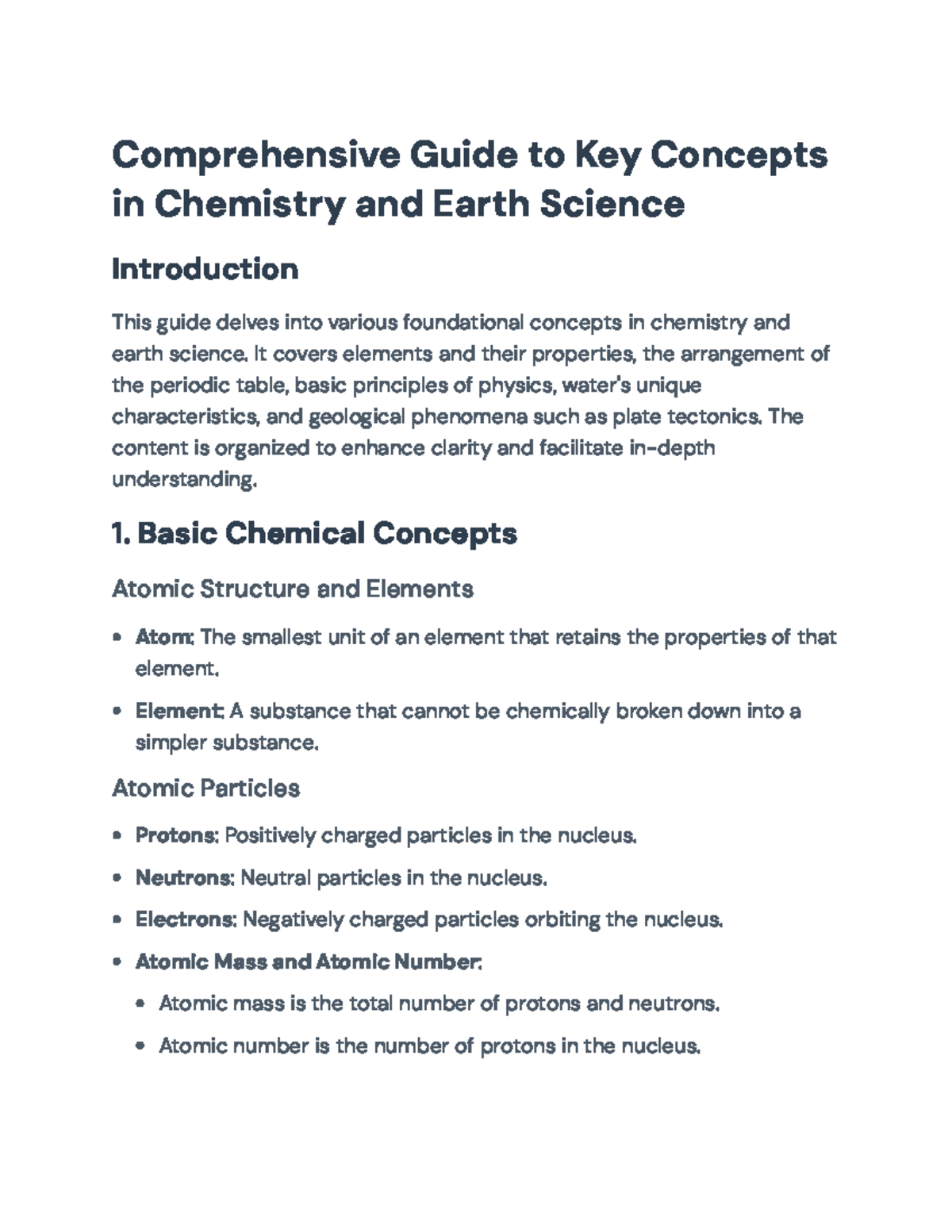 Comprehensive Guide to Key Concepts in Chem & Earth Science ...