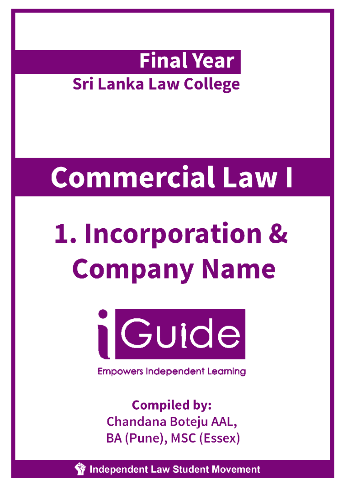 Commercial Law Lecture 1: Incorporation & Company Name (AAL) - Studocu