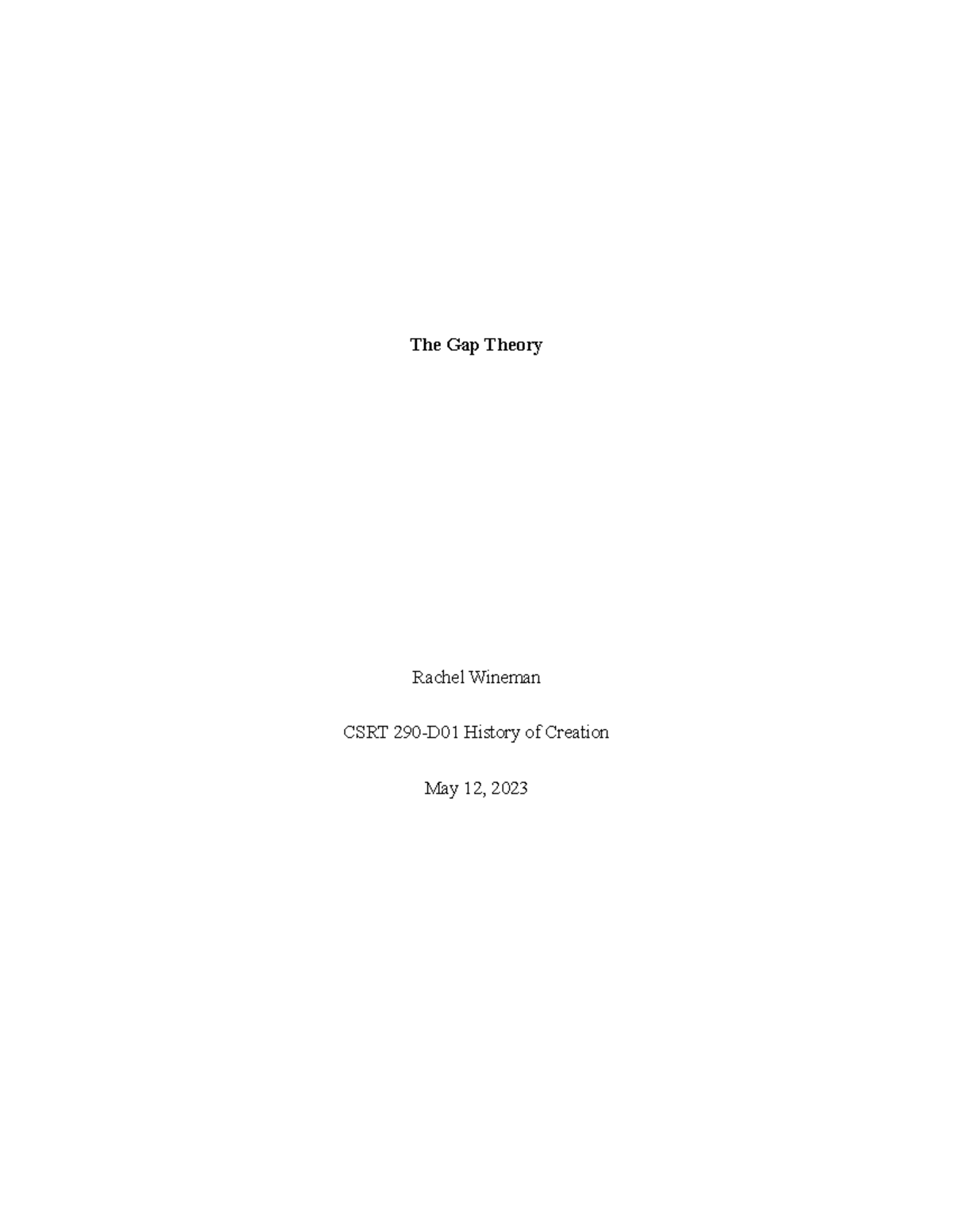 CSRT 290-D01 Gap Theory Research Paper: Final Draft Evaluation - Studocu