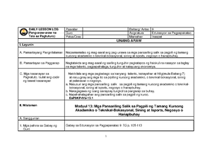 Lesson Plan - EsP 9 - Banghay-Aralin sa Edukasyon sa Pagpapakatao 9 ...