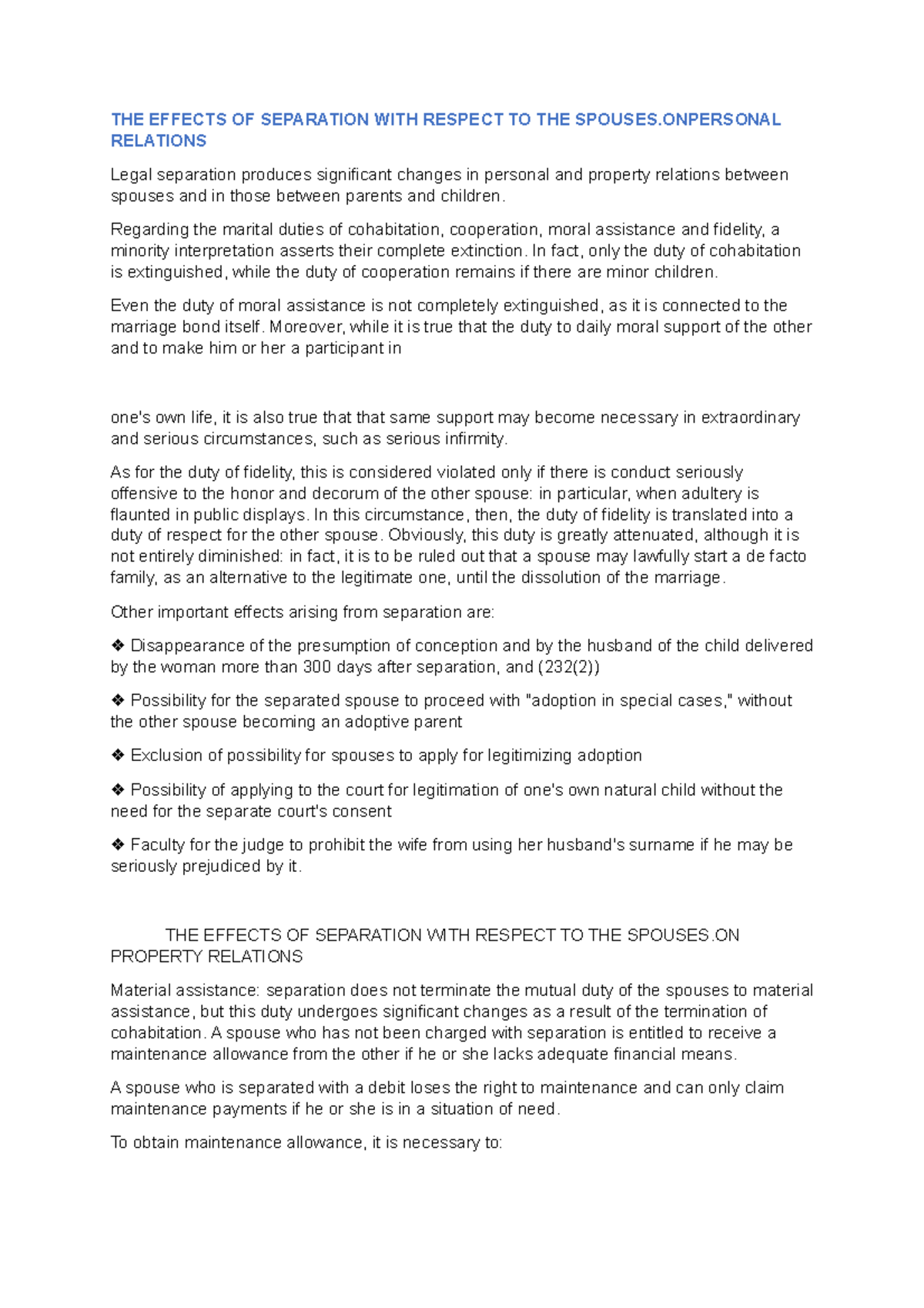 Effects of Separation on Spouses: Legal & Property Relations Analysis ...