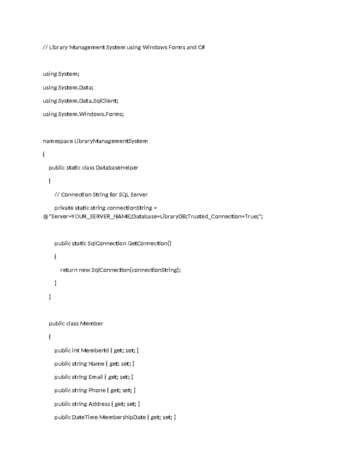 Library Management System using Windows Forms and C - Data; using ...
