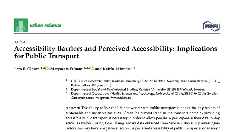 Accessibility Barriers and Perceived Accessibility in Public Transport ...