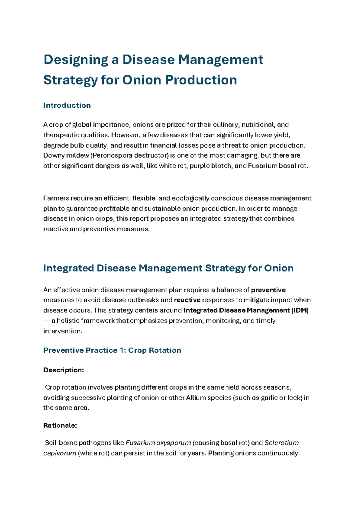Designing an Integrated Disease Management Strategy for Onion ...