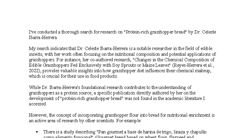 Research on Grasshopper Flour: Dr. Celeste's Innovations in Edible ...