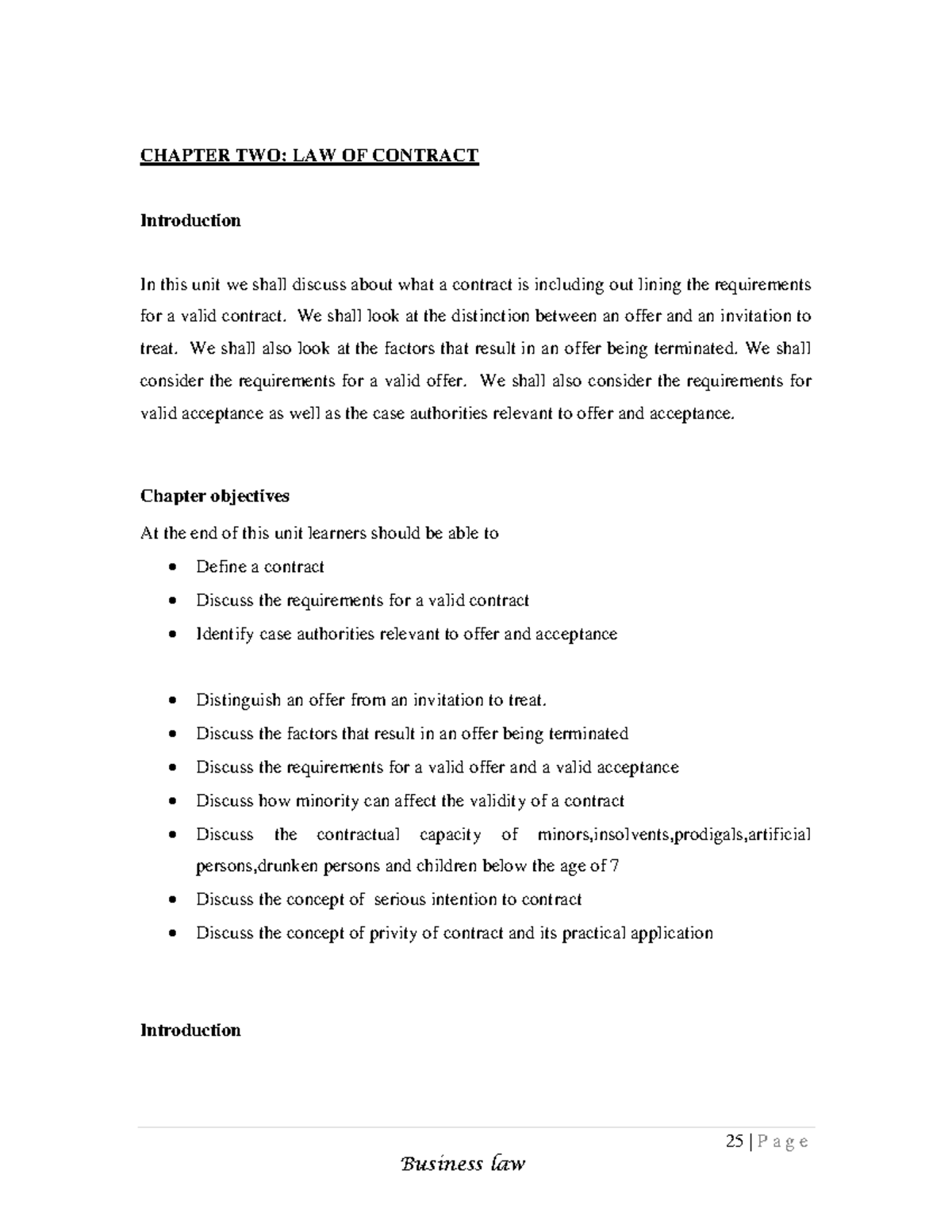 LAW OF CONTRACT: CHAPTER TWO - Key Concepts and Requirements - Studocu
