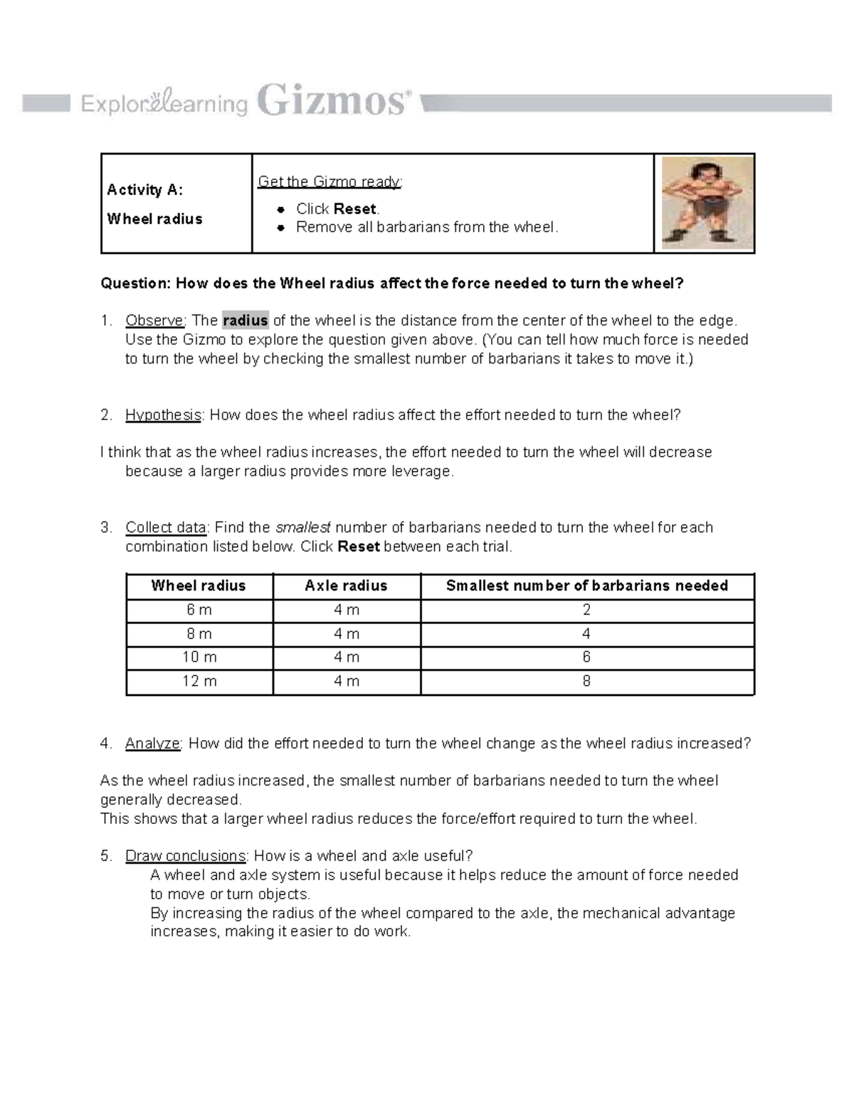 Wheel Axle SE: Exploring Radius Effects on Force Needed - Studocu