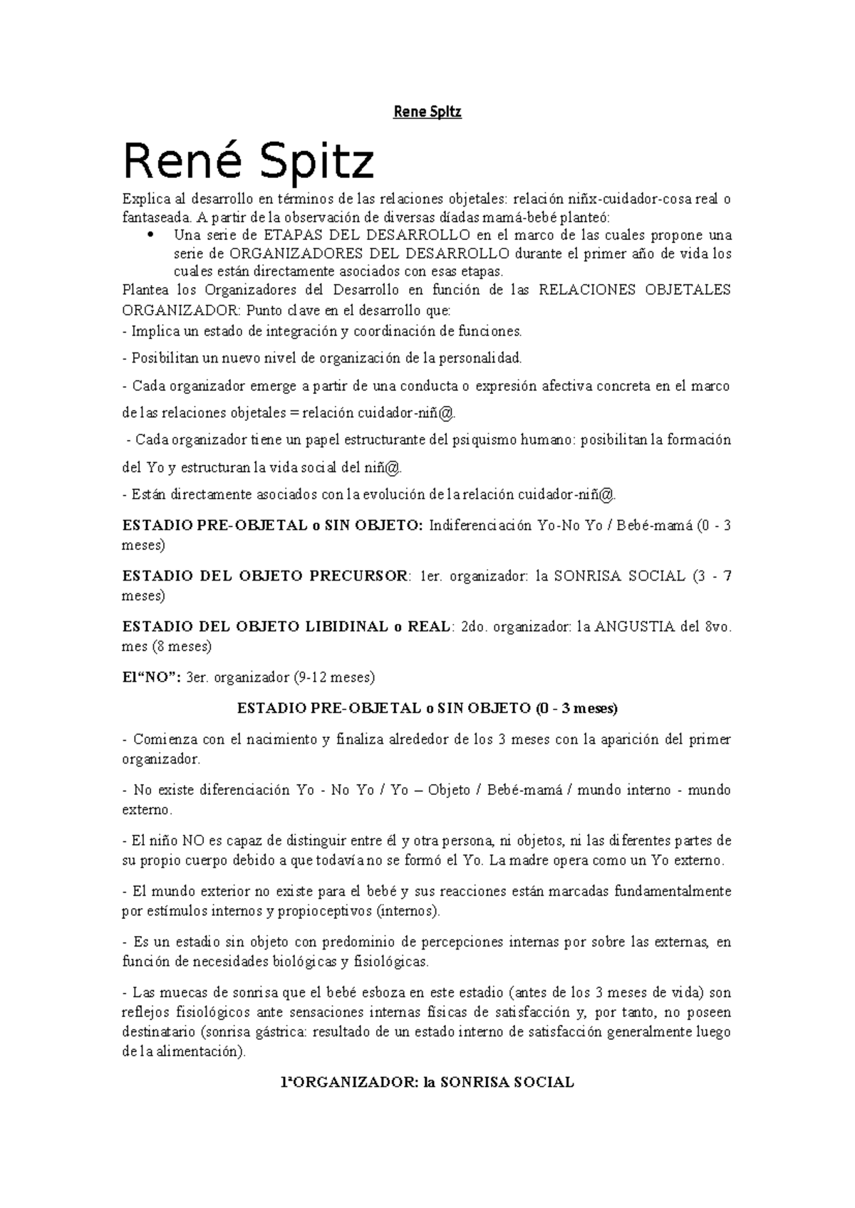 Resumen de la Teoría del Desarrollo de René Spitz: Organizadores y ...