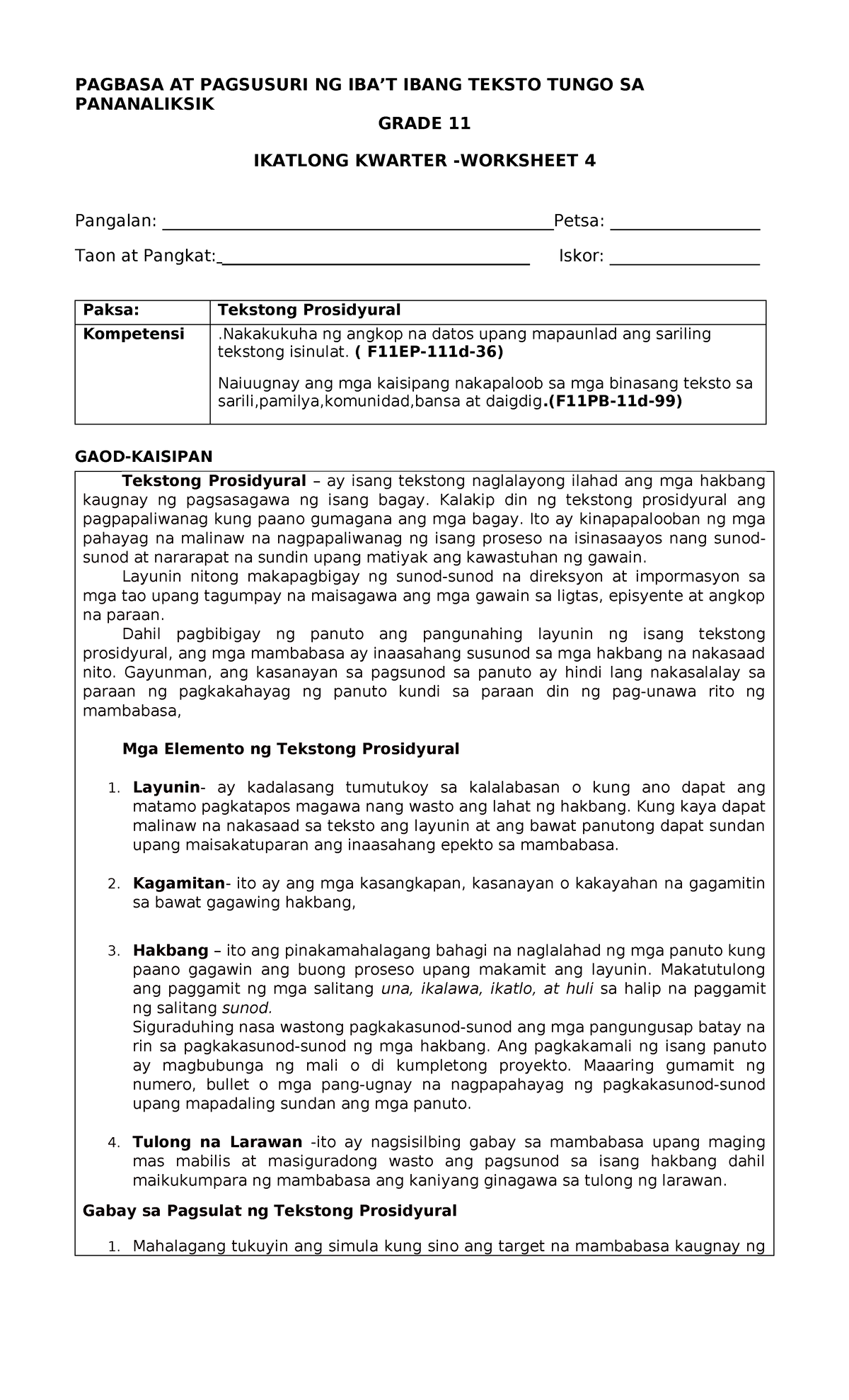 Pagbasa-at-Pagsusuri-Q3-W4 Final - PAGBASA AT PAGSUSURI NG IBA’T IBANG ...