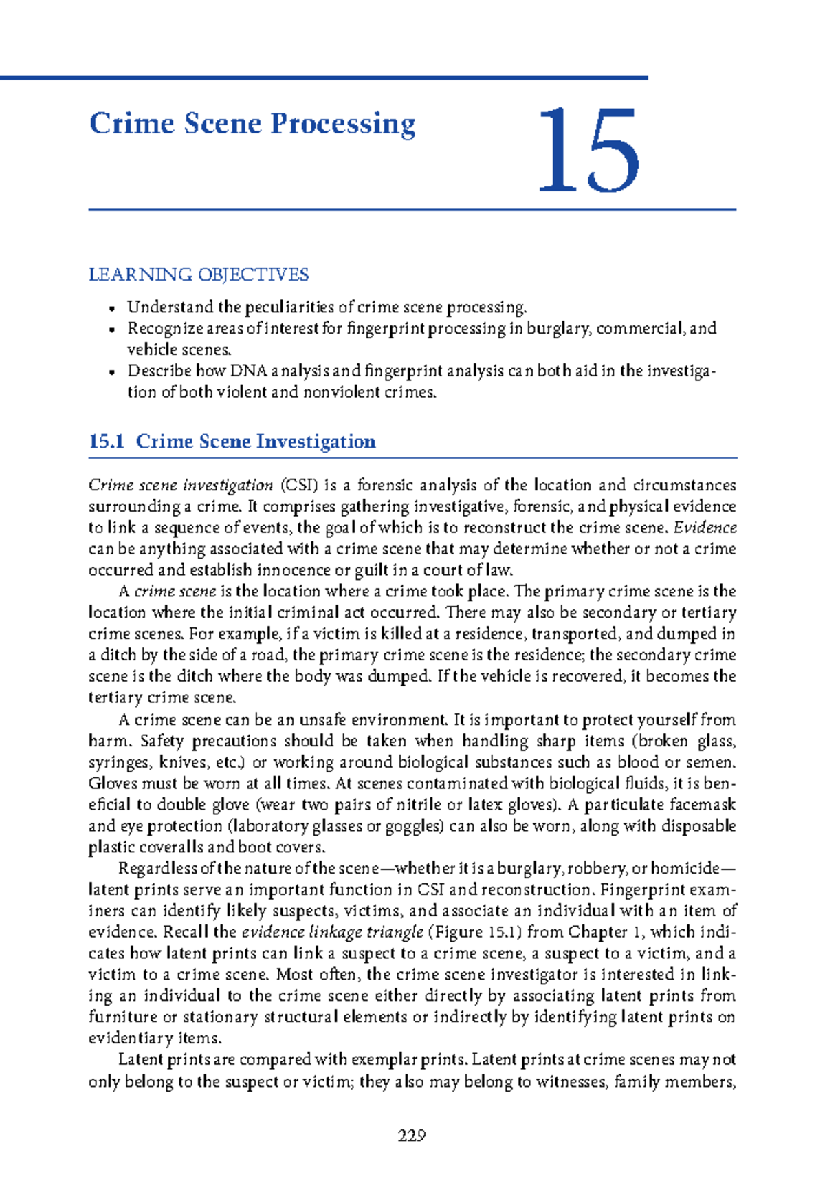 Crime Scene Processing - 229 15 Crime Scene Processing LEARNING ...