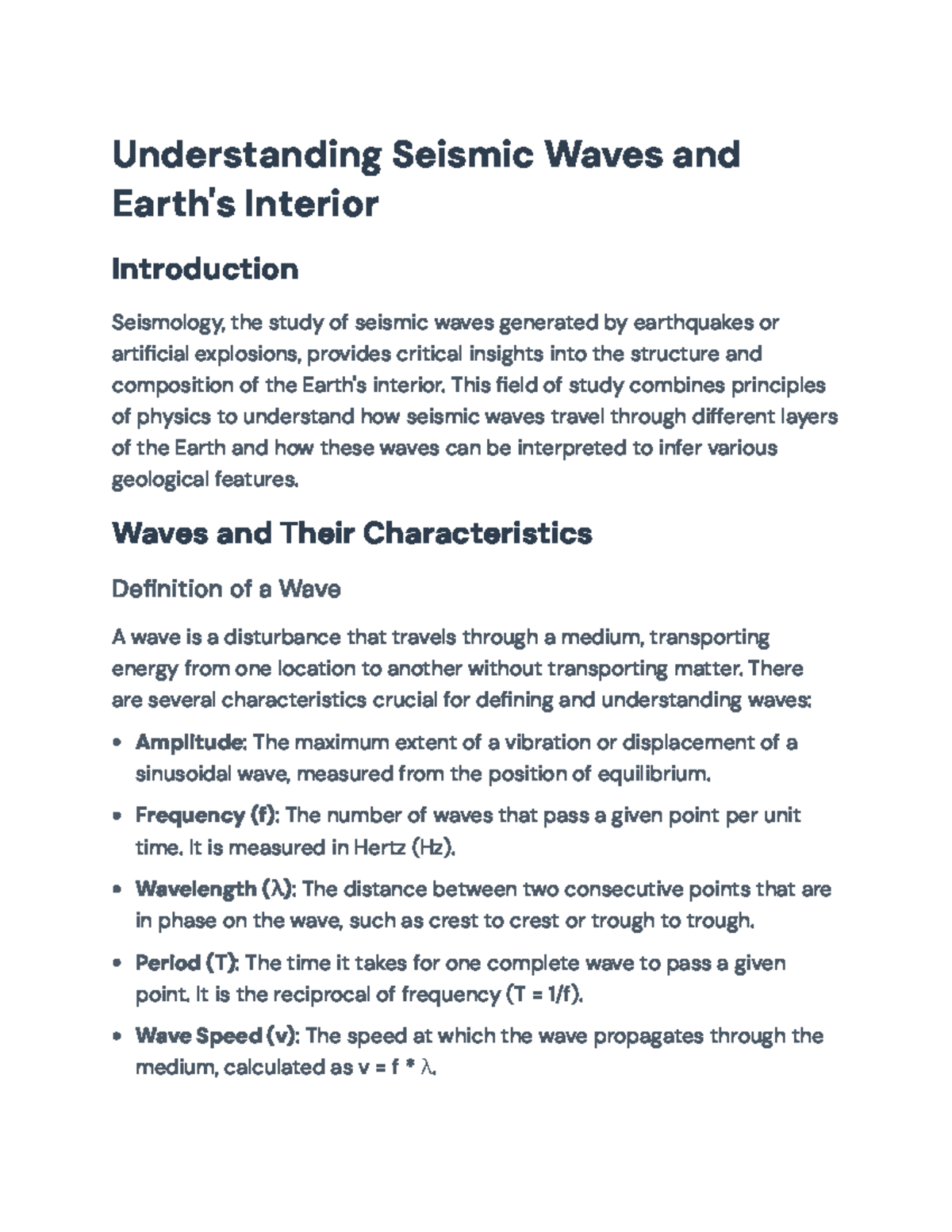 Understanding Seismic Waves and Earth's Interior: Key Concepts in SEIS ...