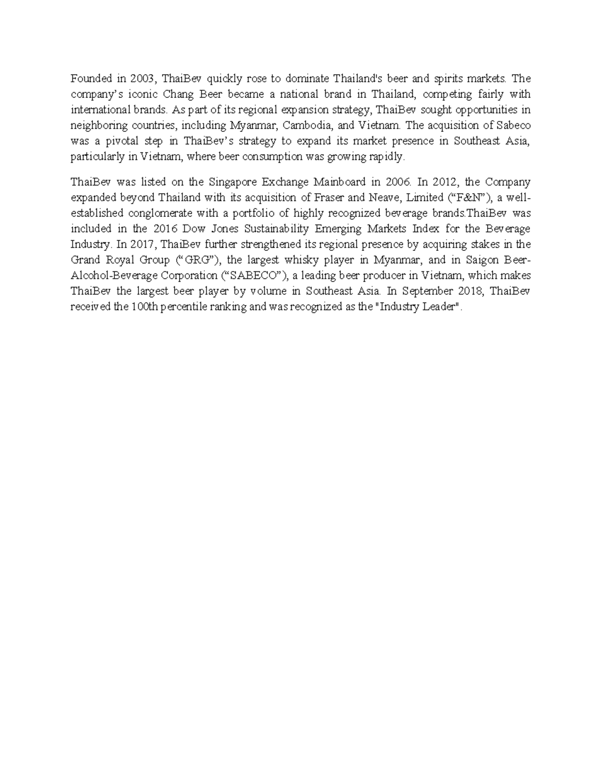 Thaibev milestone - Founded in 2003, ThaiBev quickly rose to dominate ...