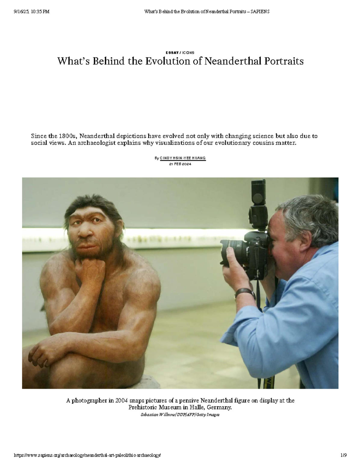 SAPIENS ESSAY: Analyzing the Evolution of Neanderthal Portraits - Studocu