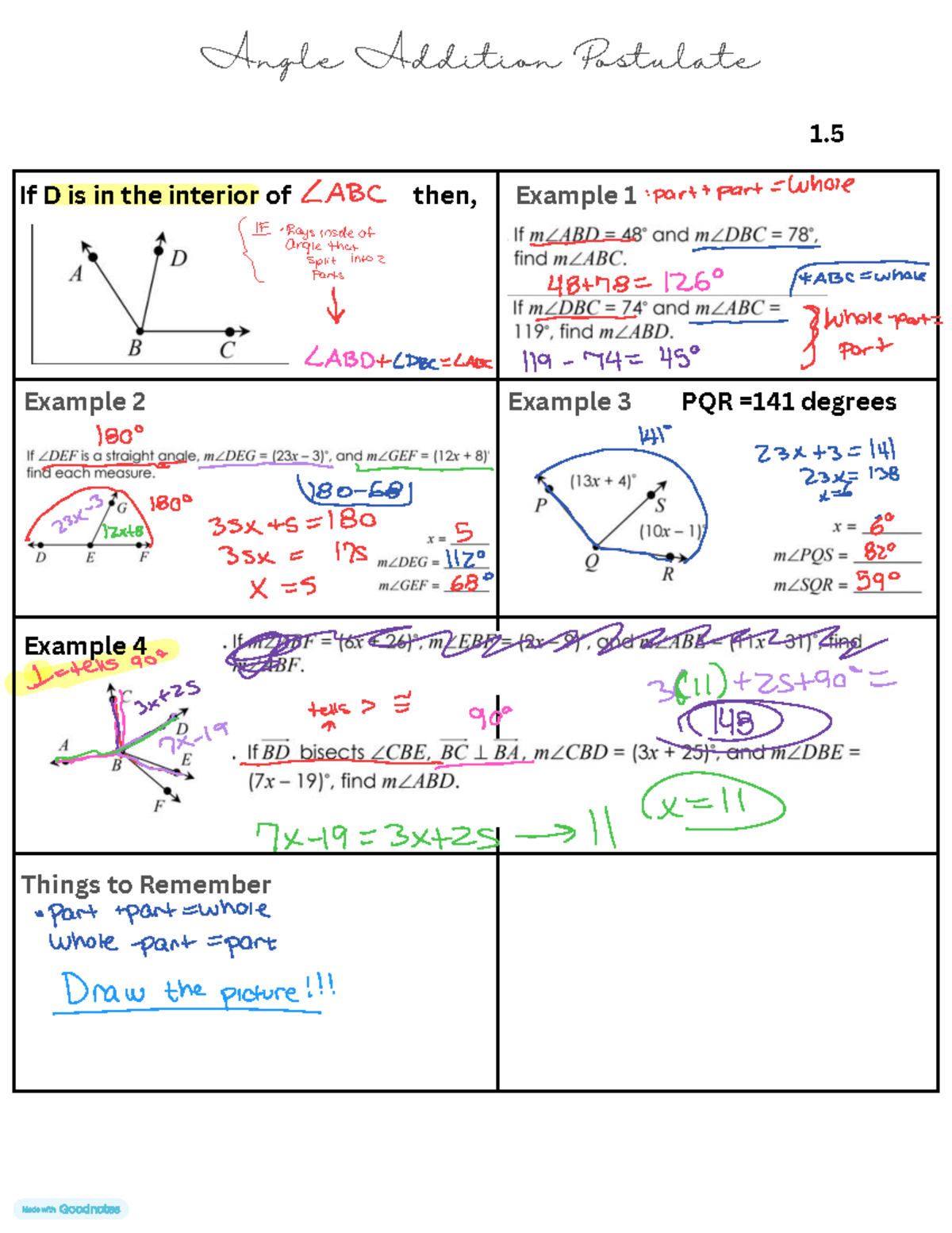 Angle Addition Postulate 1.5: Basics & Examples Explained - Studocu