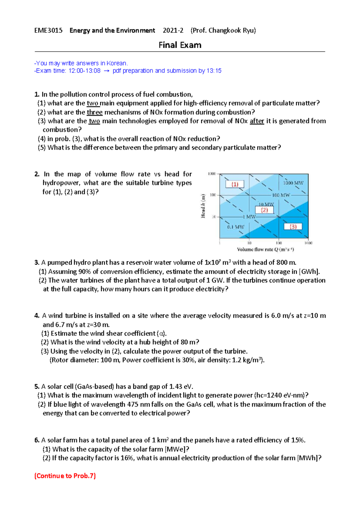 EME3015 Energy and the Environment Final Exam Guide - Studocu