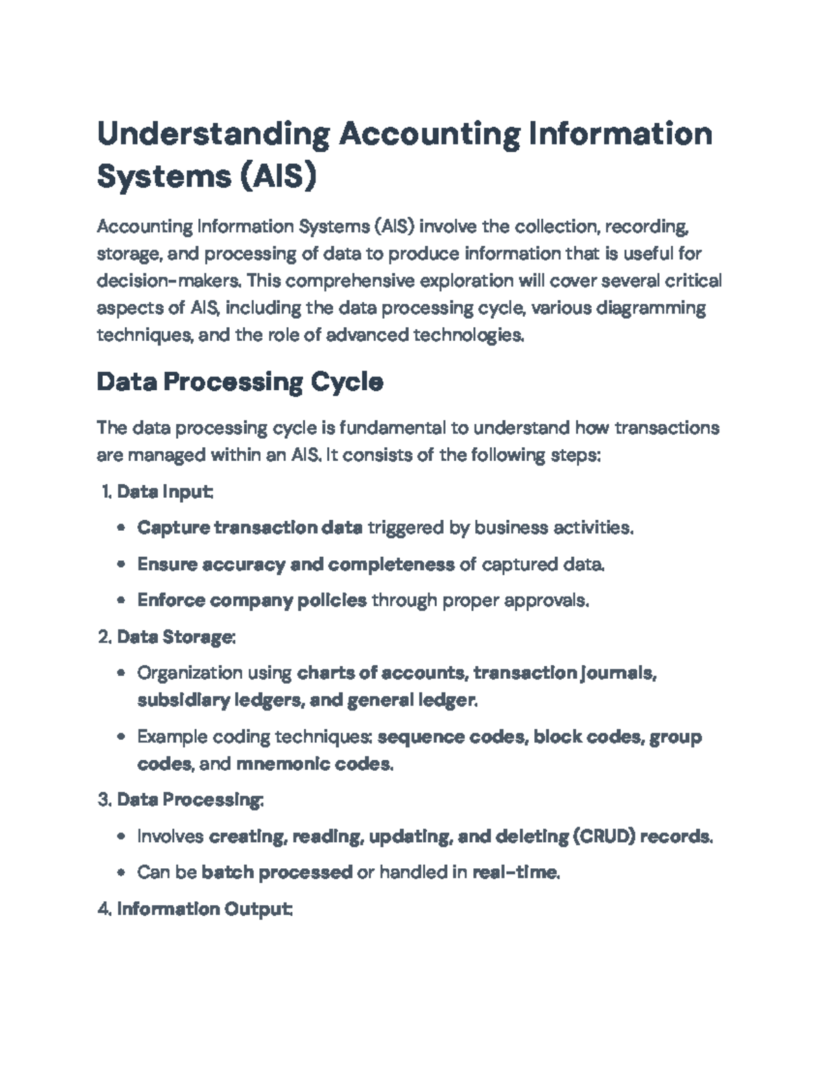 Understanding Accounting Information Systems Ais Concepts Tech