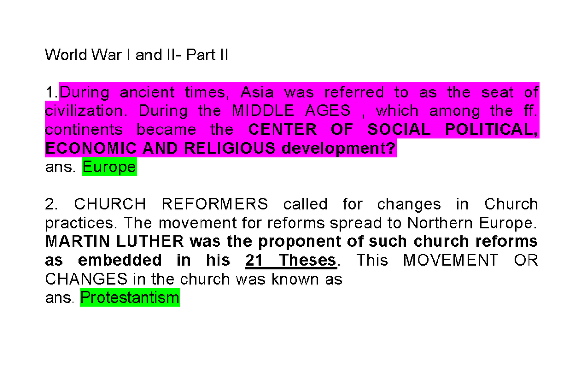 World History Study Guide: WWI, WWII, and Key Concepts - Studocu