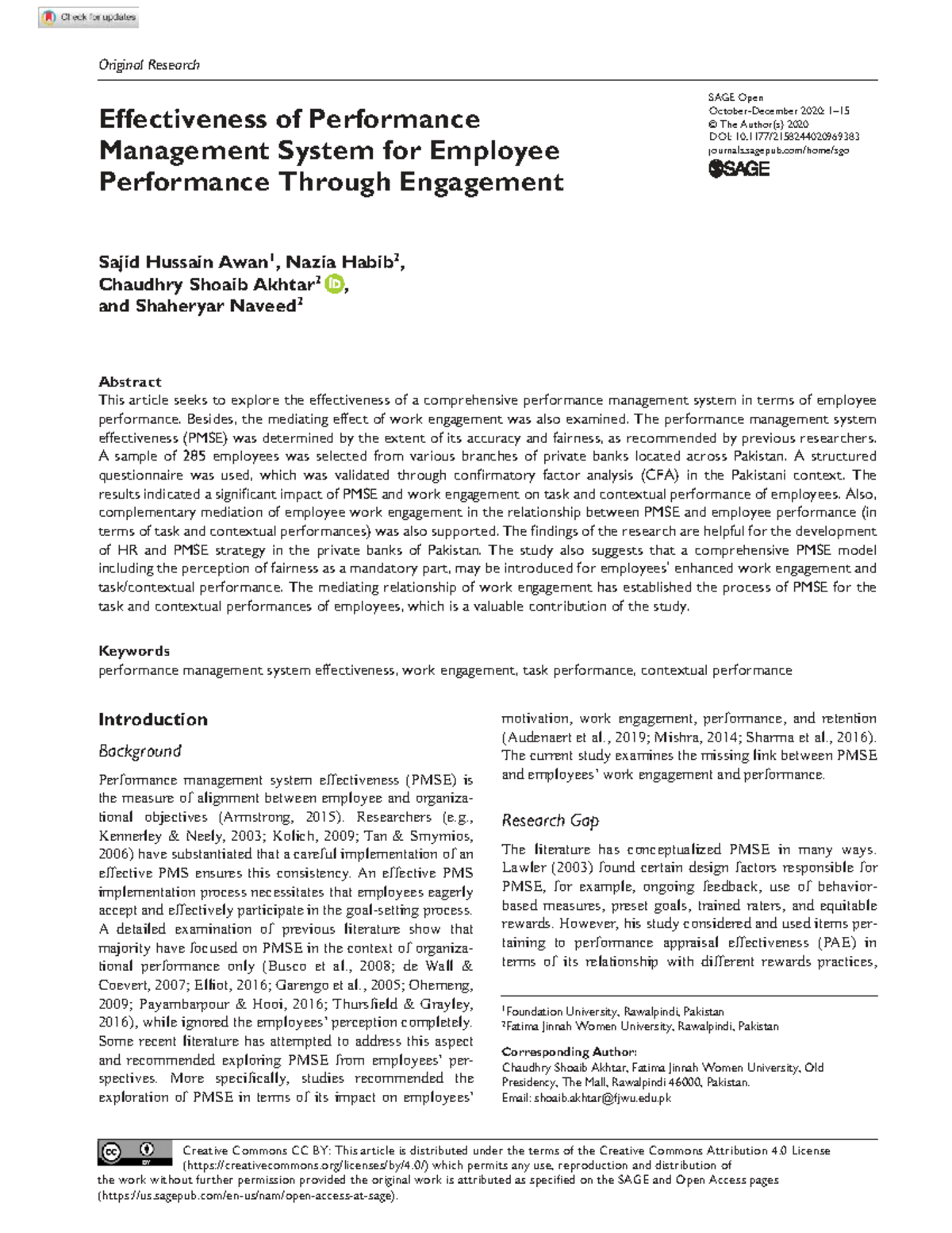 Effectiveness of Performance Management System for Employee Performance ...
