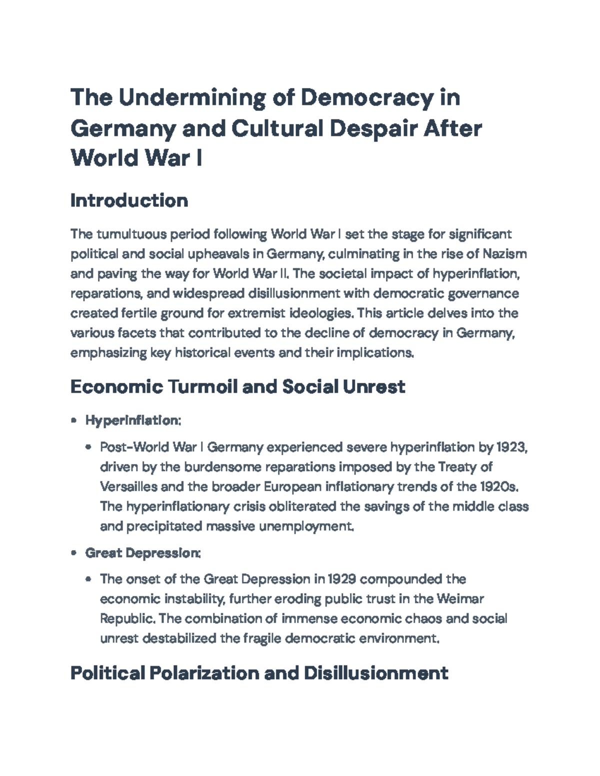 The Decline of Democracy in Germany: Economic & Cultural Factors Post ...