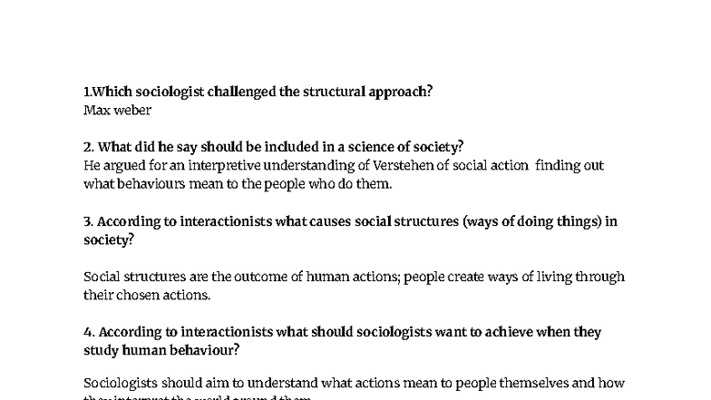 Sociology 101: Understanding Symbolic Interactionism Concepts - Studocu