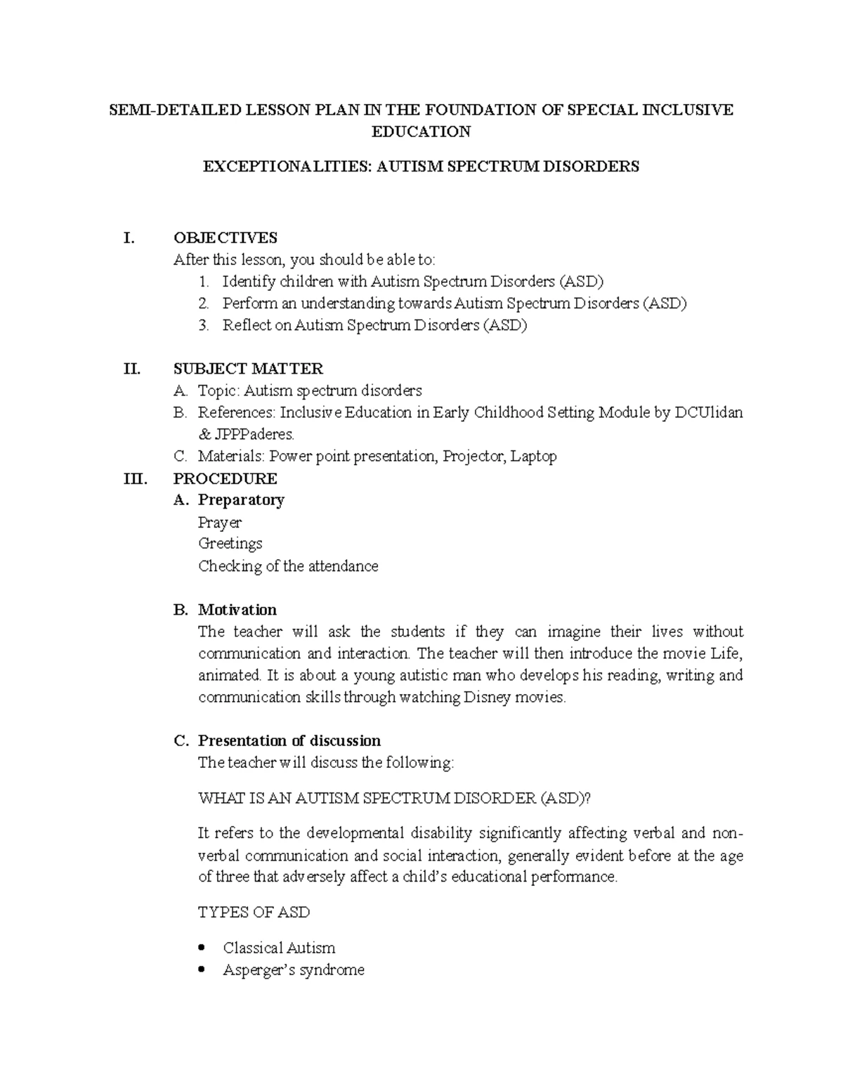 Detailed Lesson PLAN (circle) - DETAILED LESSON PLAN THE CIRCLE AND ITS ...