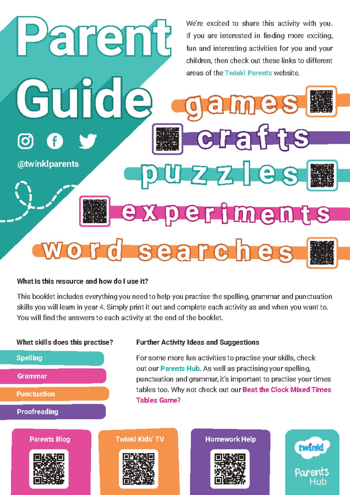 Year 4 SPaG Booklet: Engaging Activities for Spelling & Grammar - Studocu